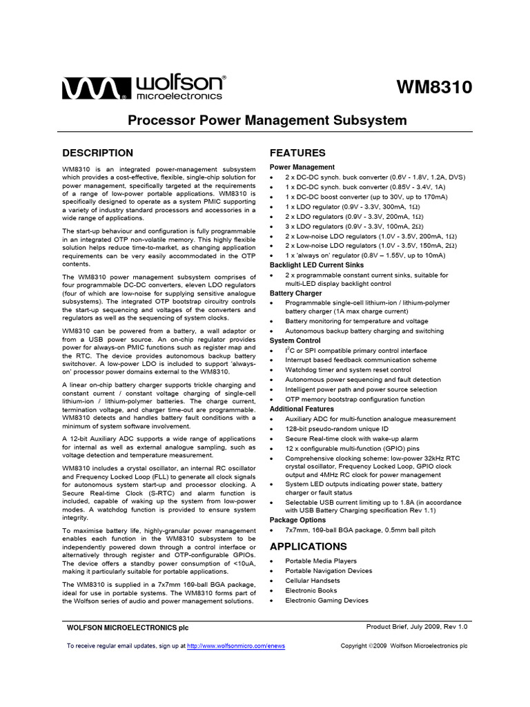 Processor Power Management Subsystem: Description Features | PDF ...