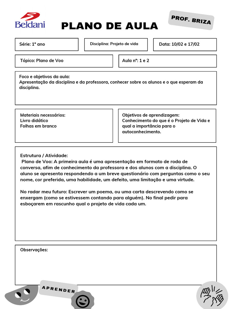 Plano de Aula | Download grátis PDF | Tempo | Aprendizado