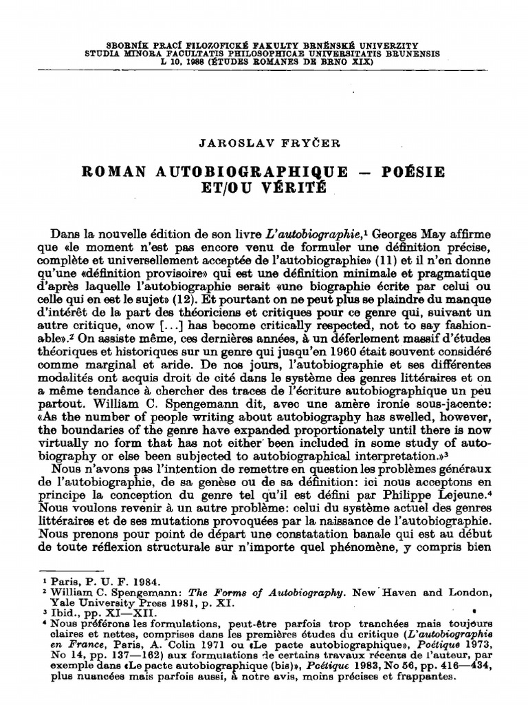 Évolution du roman autobiographique | PDF | Romans | Autobiographies