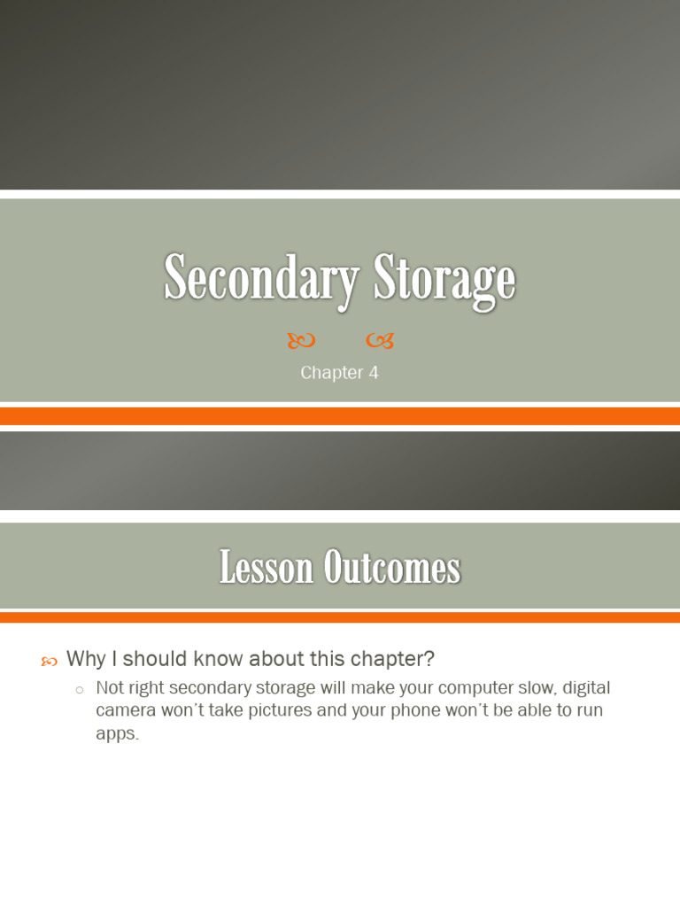 Chapter 4 - Secondary Storage! | PDF | Computer Data Storage | Hard Disk Drive