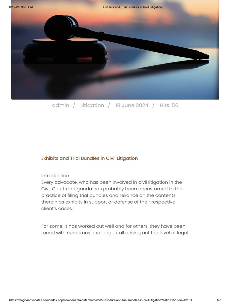 Exhibits and Trial Bundles in Civil Litigation | PDF | Lawsuit | Pleading