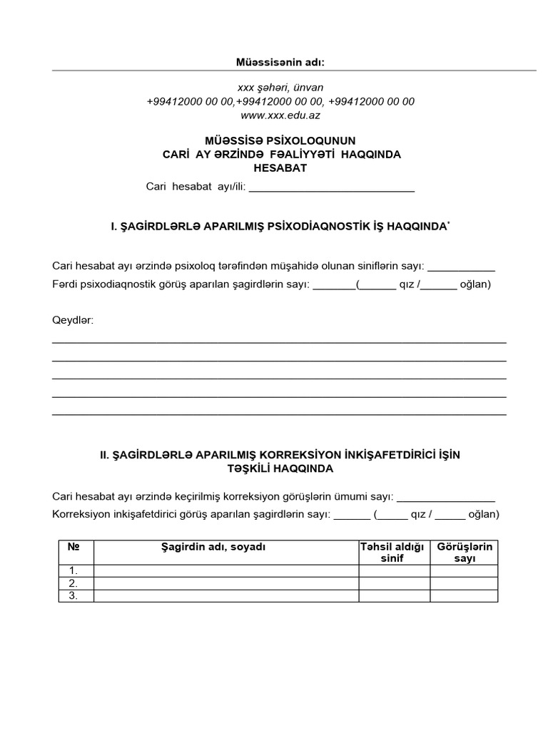 Hesabat Forması | PDF