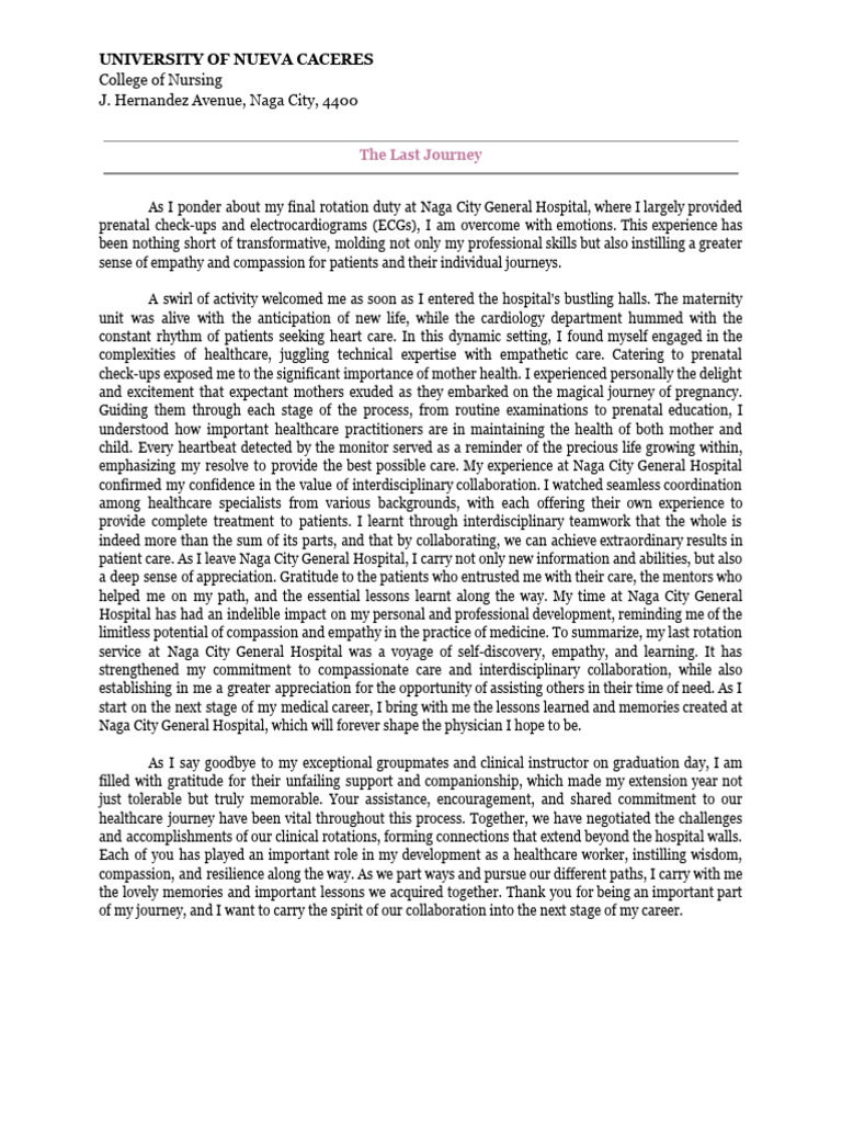 REFLECTION Paper | PDF | Health Care | Hospital