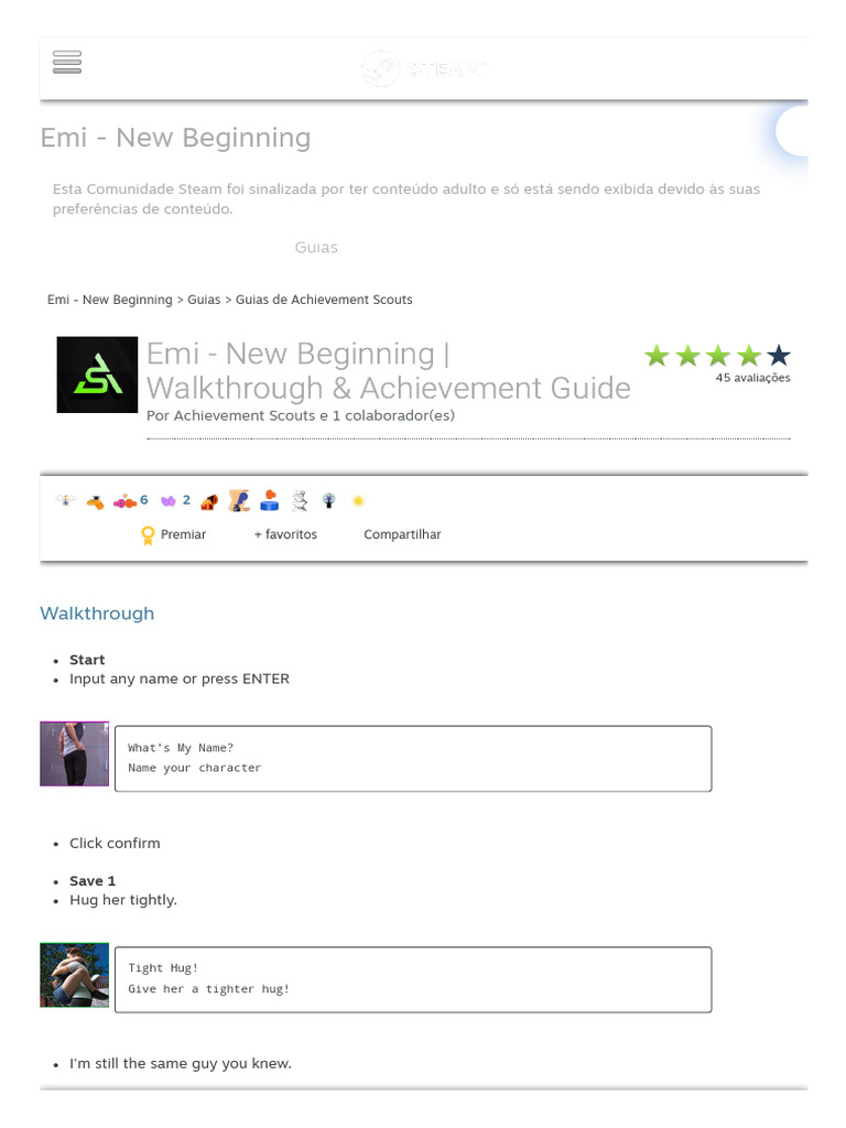 Comunidade Steam - Guia - Emi - New Beginning - Walkthrough & | PDF ...