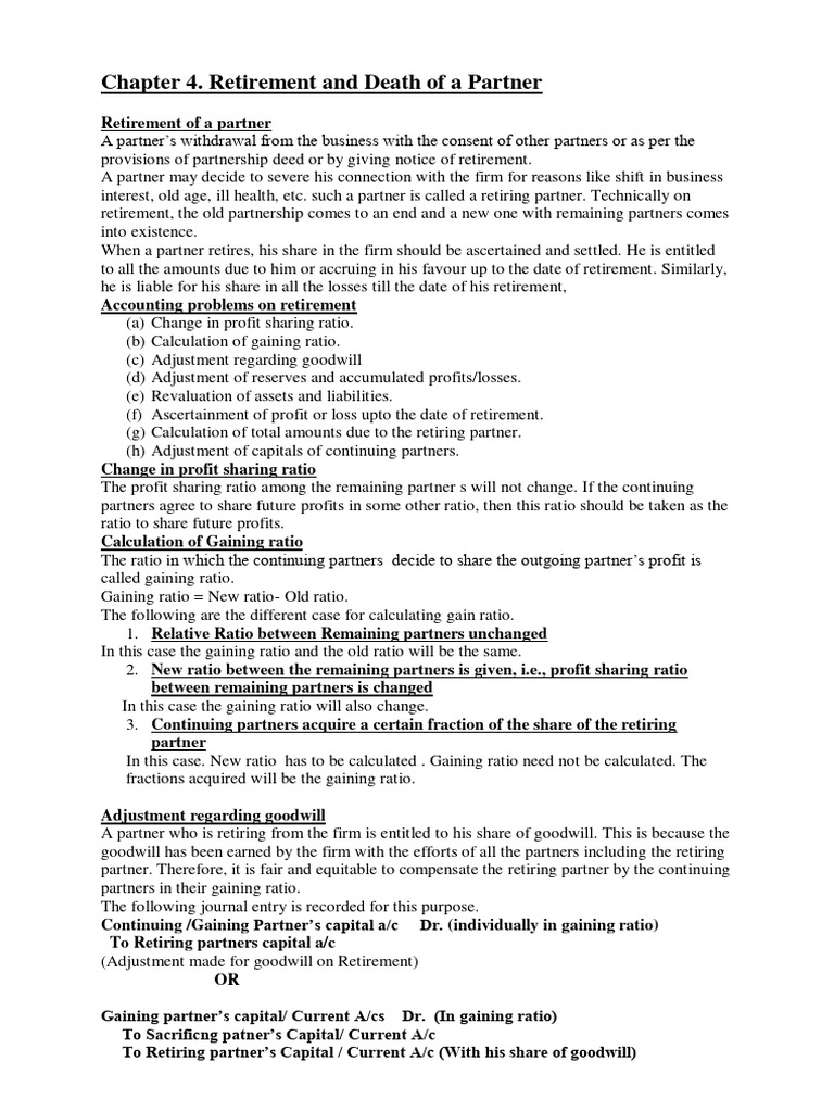 Retirement and Death of A Partner | PDF | Debits And Credits | Investing