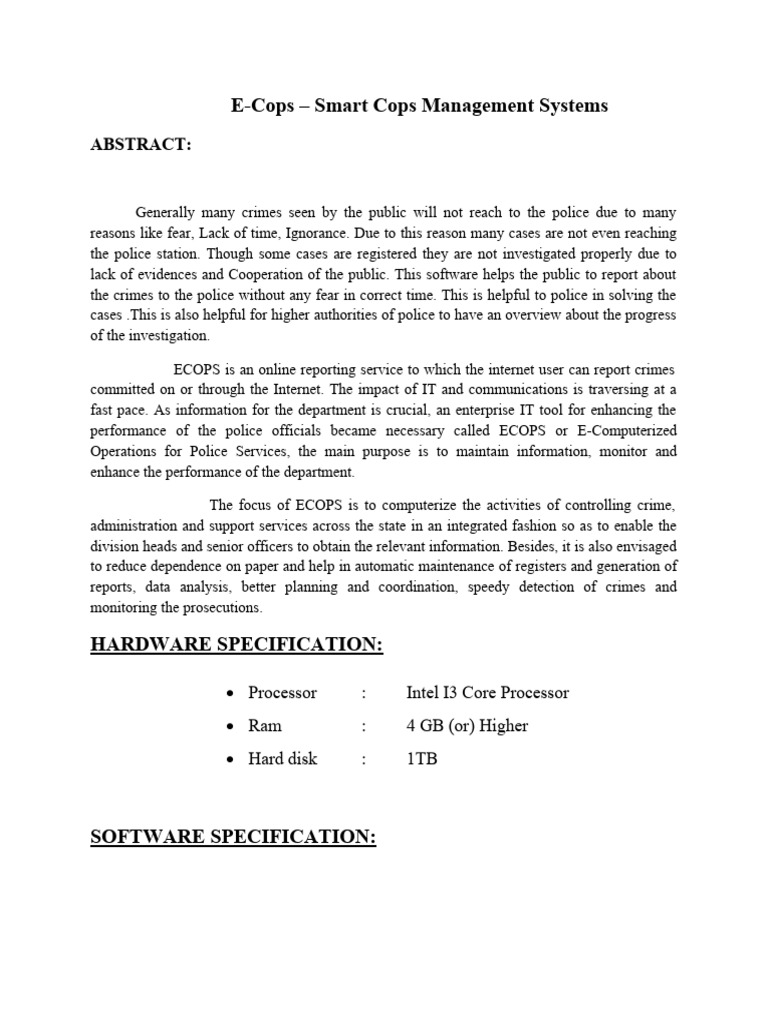 E-Cops - Smart Cops Management Systems | PDF | Business | Technology ...