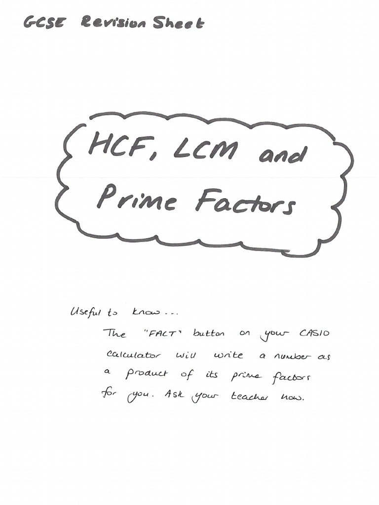 GCSE Weekly Revision HCF LCM and Primes | PDF