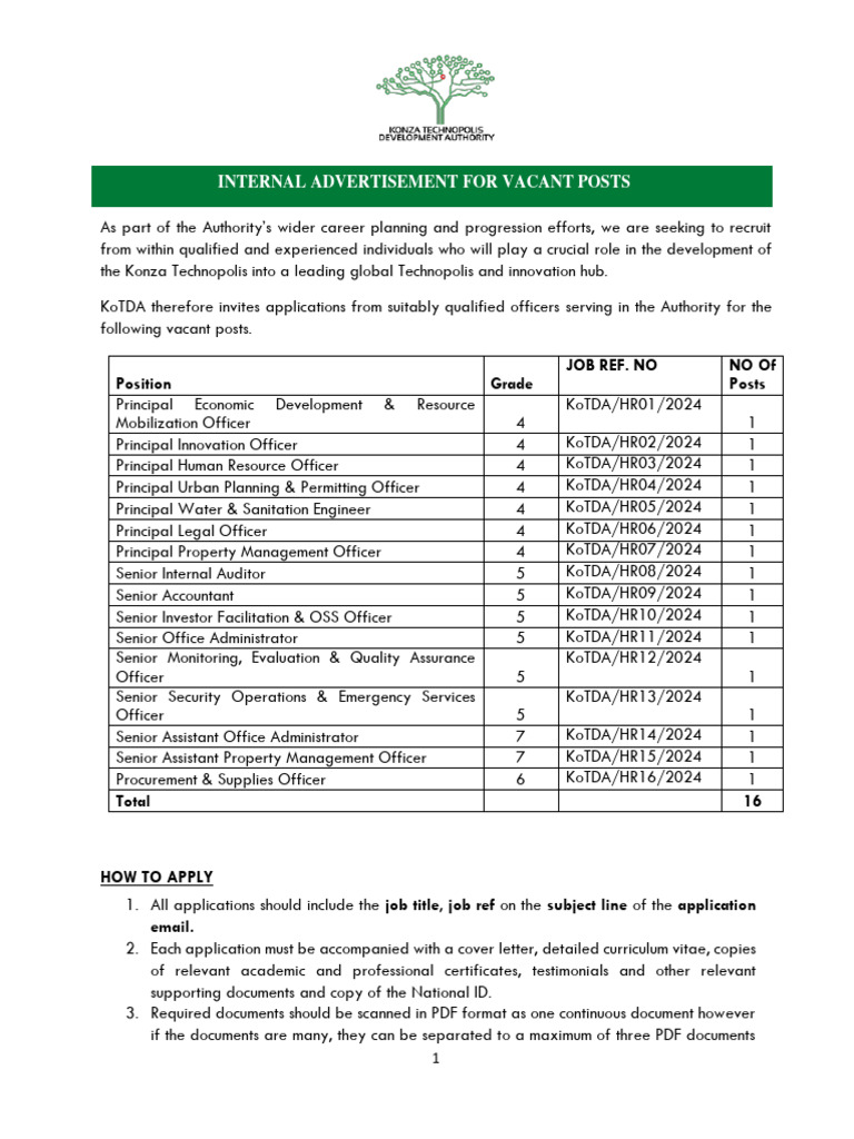 KoTDA Internal Jobs Advert - June 2024 | Download Free PDF | Audit ...