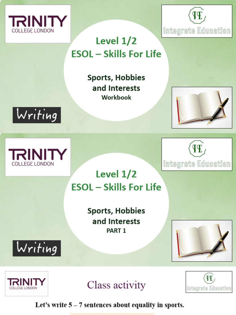 ESOL Workbook: Sports & Hobbies | PDF | Foods | Cooking