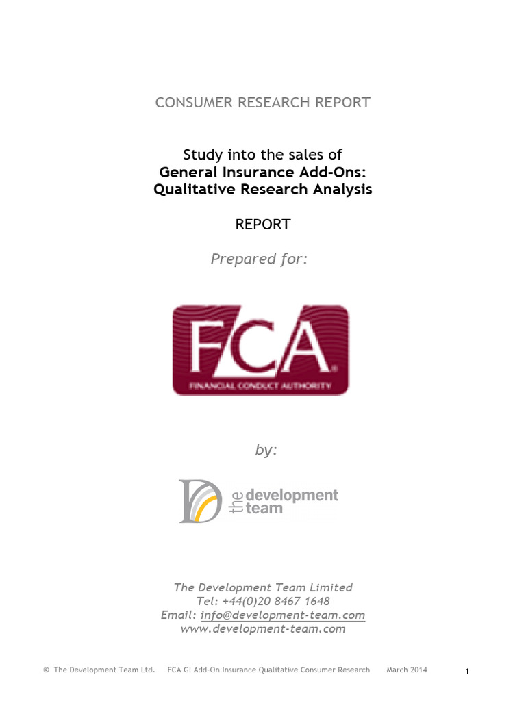 Gi Add Ons Qualitative Consumer Research Report | PDF | Insurance ...