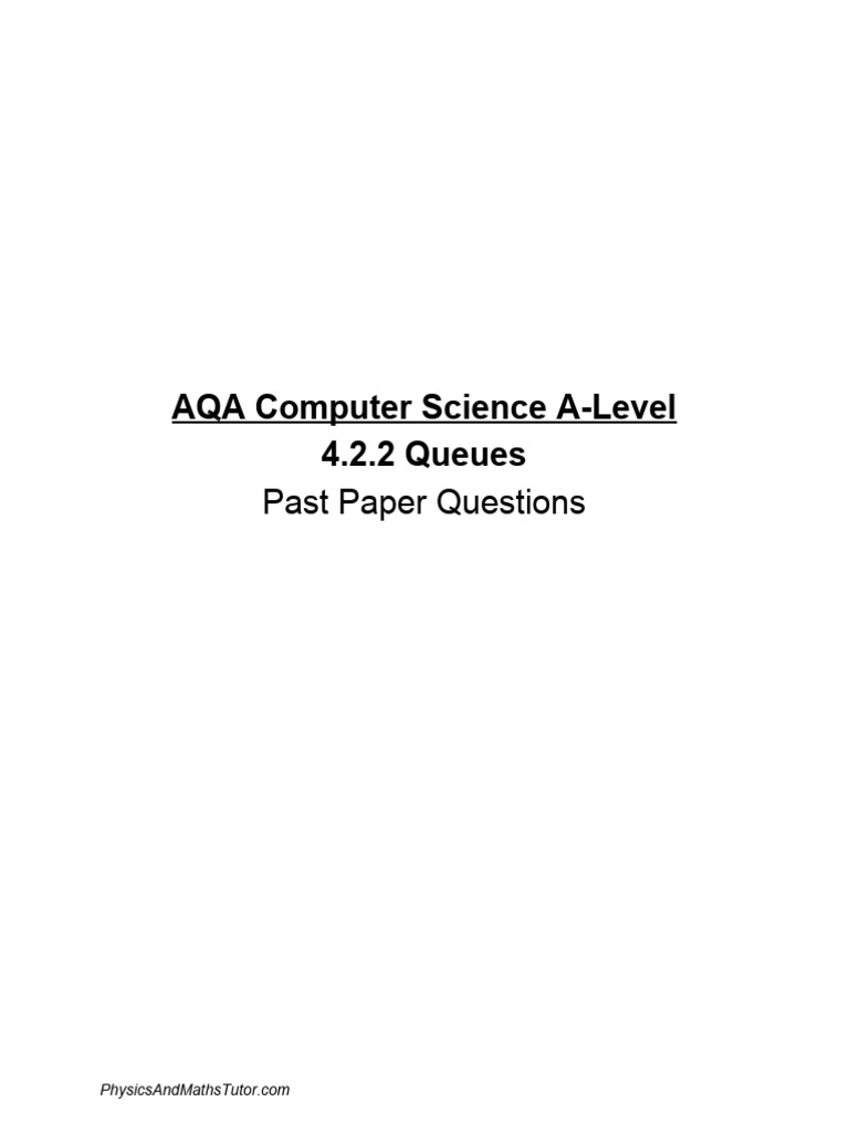 Practice Exam Questions - Queues QP | PDF | Teaching Methods & Materials | Science & Mathematics