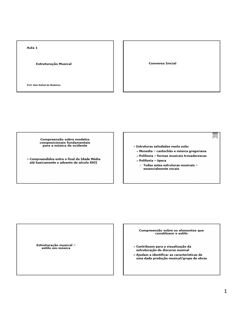 AULA 1 Slides | PDF | Musicologia | Formas musicais