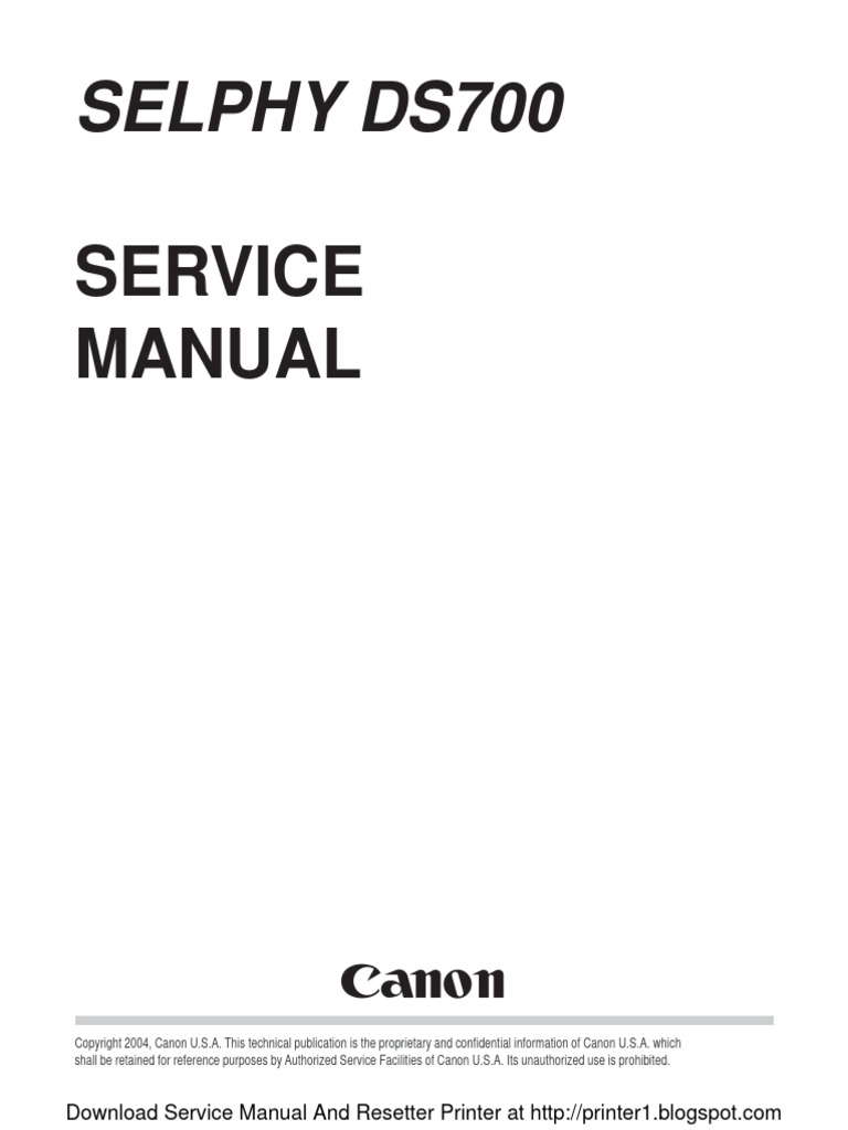 Canon SELPHY DS700 Service Manual | PDF | Printer (Computing) | Page Layout
