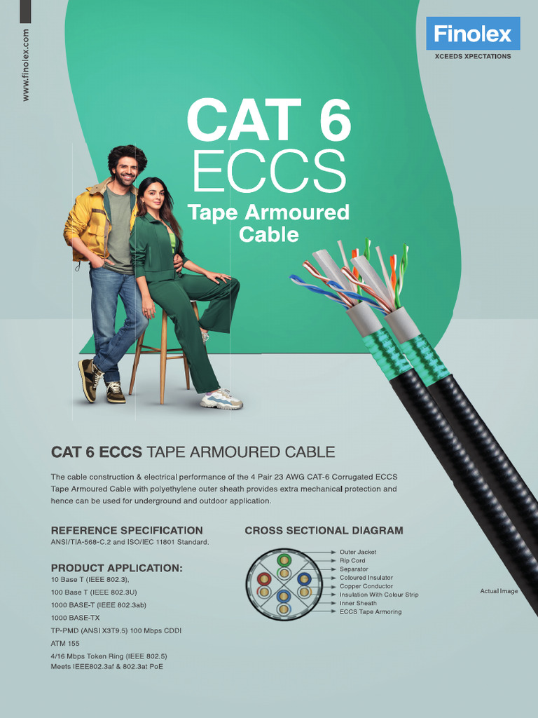 CAT 6 ECCS Tape Armoured Cable Leaflet (A4) | PDF