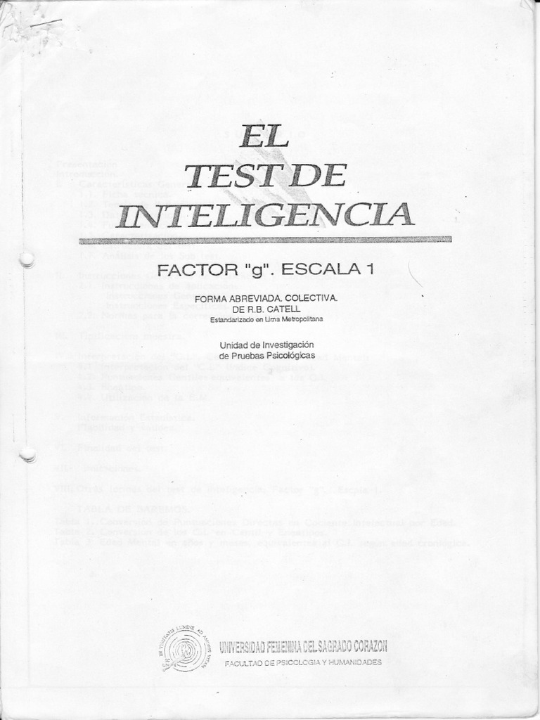 CATELl 1 Test de Intelig. MANUAL | PDF | Inteligencia | Ciencia cognitiva