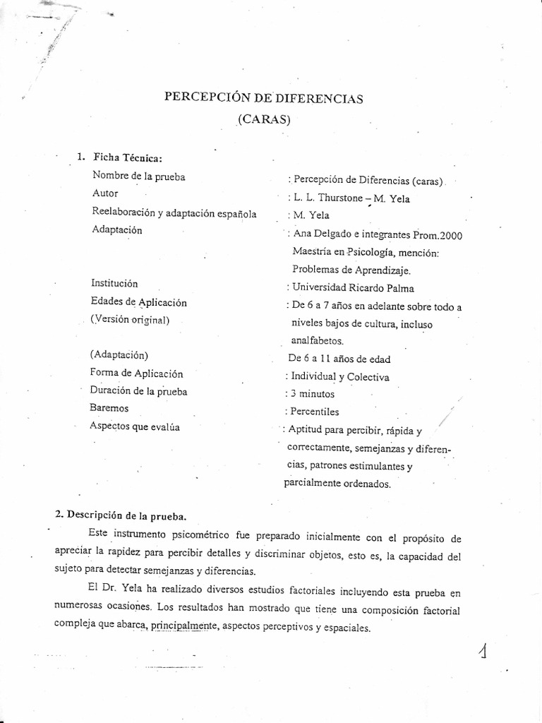 Test de CARITAS (Manual) | PDF | Validez (Estadísticas) | Psicometría