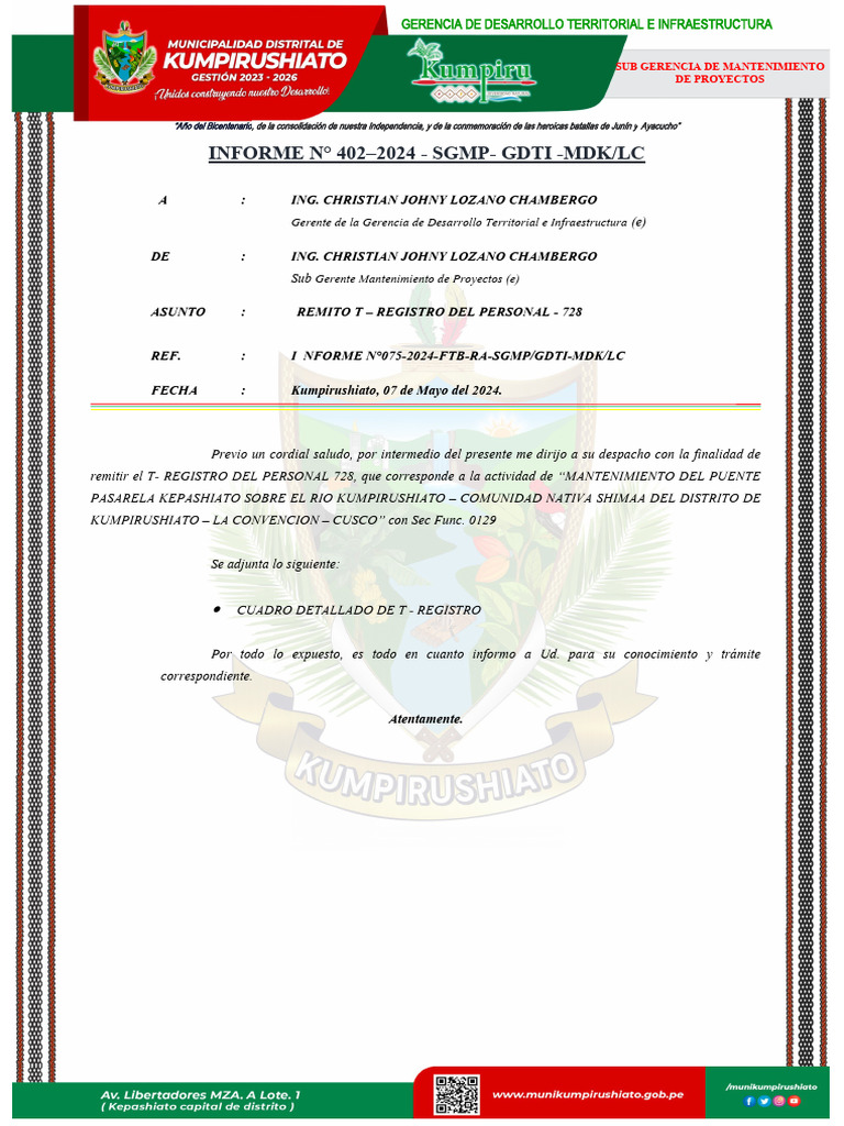 Informe 402 Inf 75 FTB | PDF