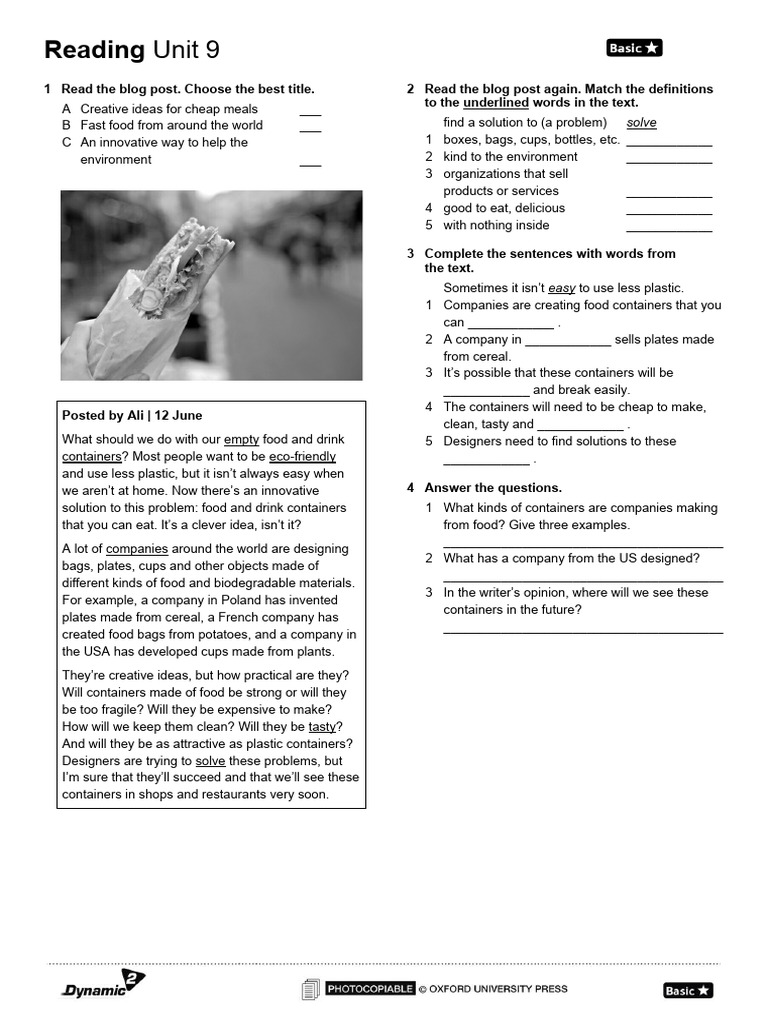 Dynamic TRD2 Reading U9 Basic | PDF | Plastic