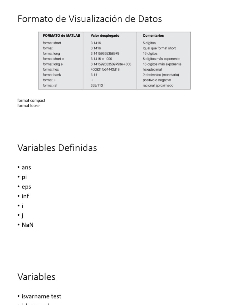 Guía de Formatos y Ejercicios MATLAB | PDF
