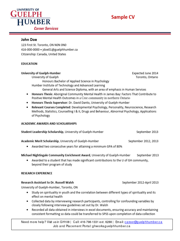 Sample CV New2 | PDF | Psychology | Behavioural Sciences
