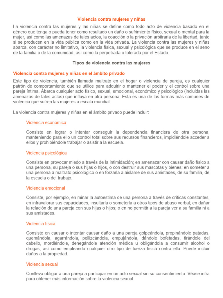 Conceptos Y Tipos De Violencia Pdf La Violencia Contra Las Mujeres