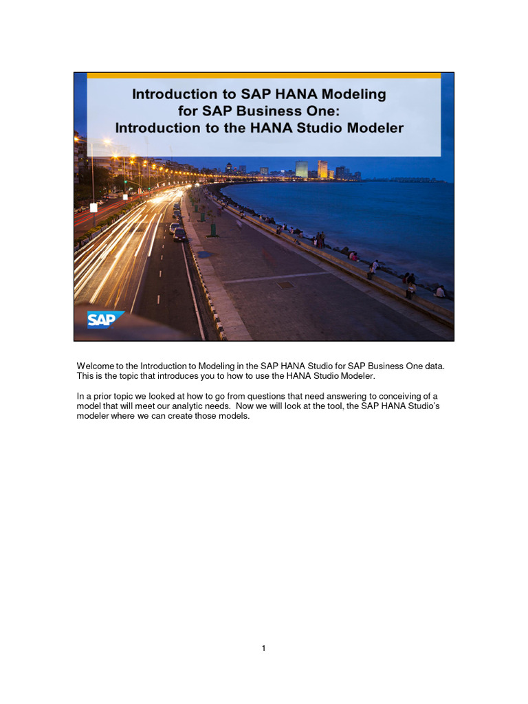 Introduction To The HANA Studio Modeler | PDF | Databases | Data