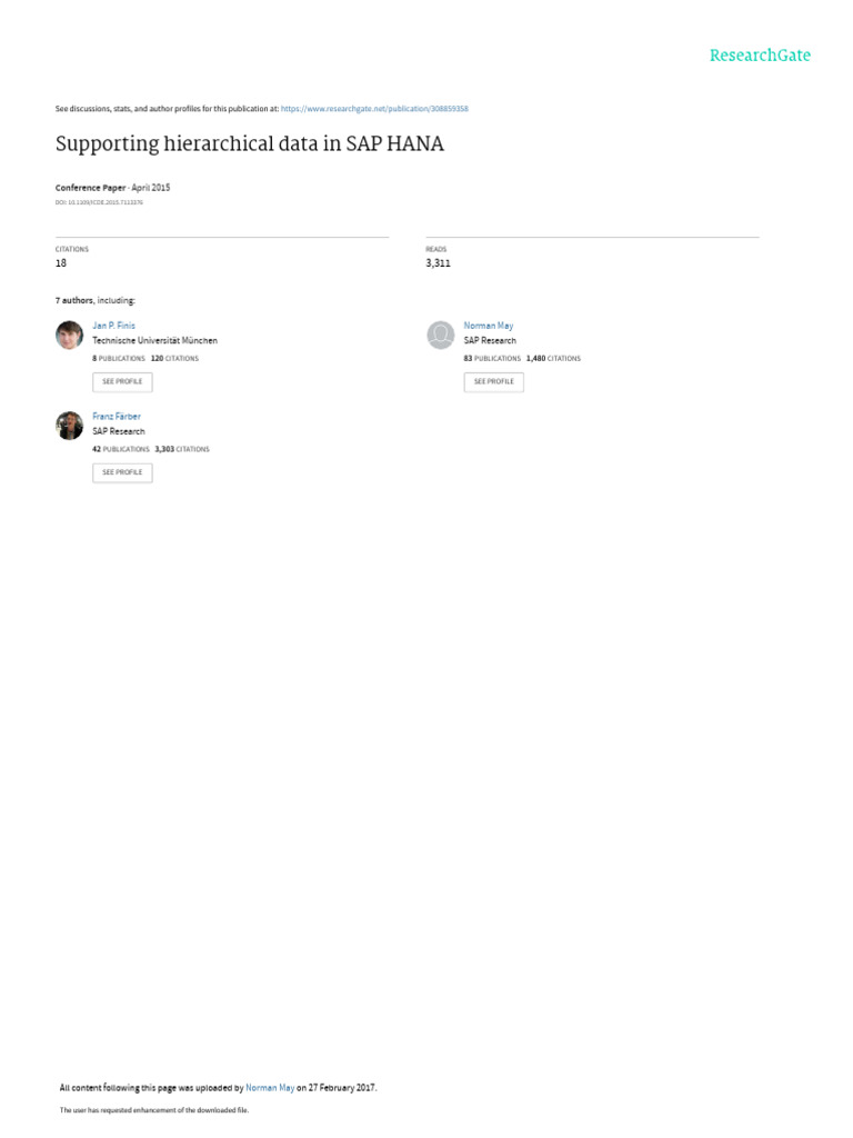 Hierarchical Data SAP HANA | PDF | Relational Database | Databases