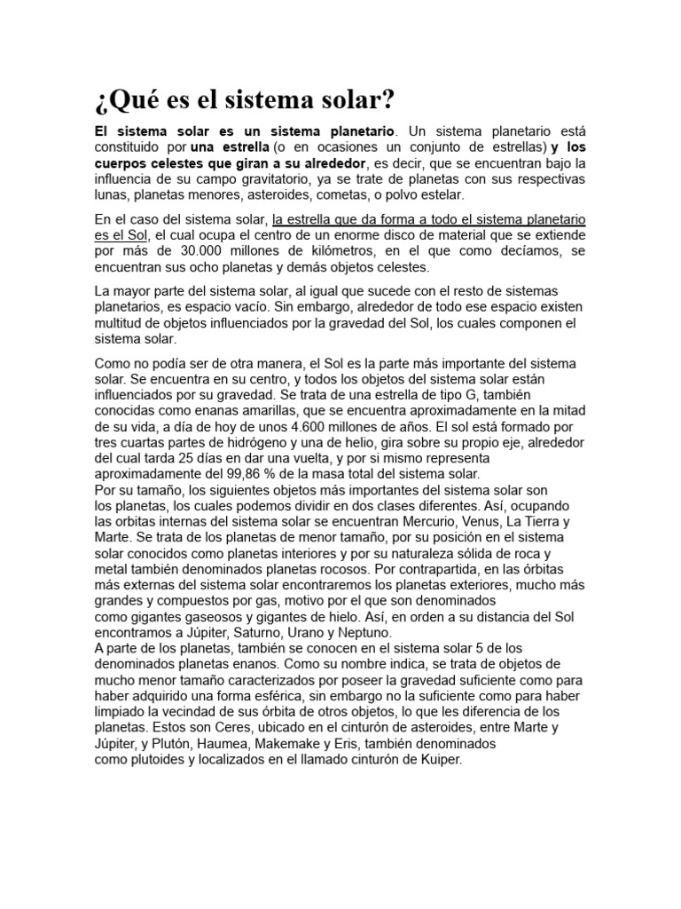 Introducción al Sistema Solar | PDF | Sistema solar | Planetas