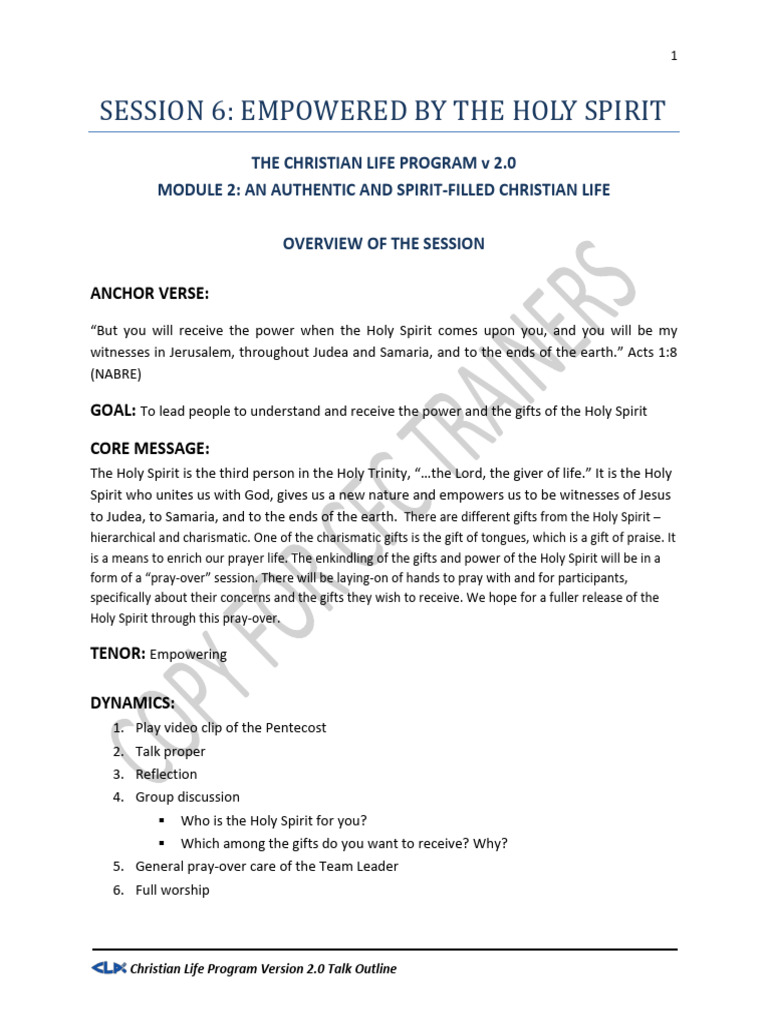CLP v2.0 - Session 6 Empowered by The Holy Spirit - CopyforCFCTrainers ...