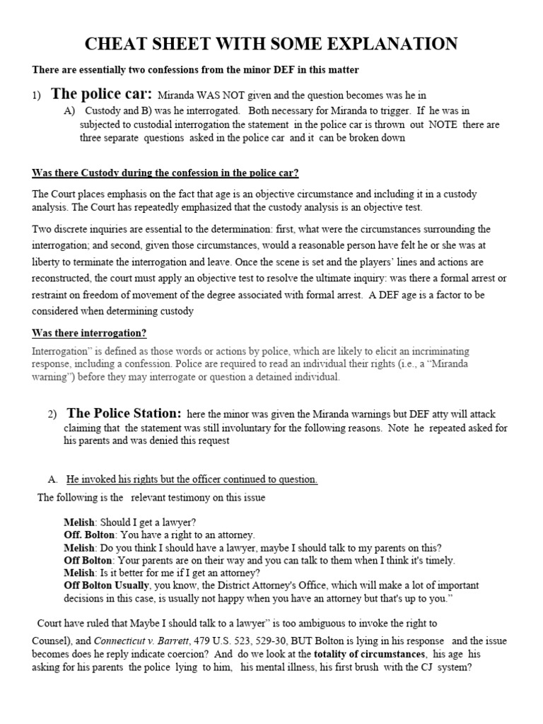 Cheat Sheet With Score Tempalte | PDF | Miranda Warning | Arrest