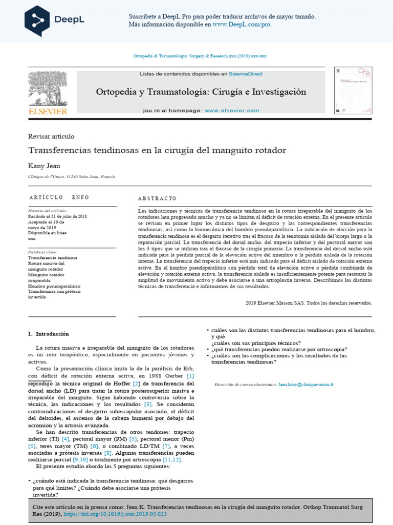 10.1016@j.otsr.2019.05.023 (Español) | PDF | Hombro | Sistema ...