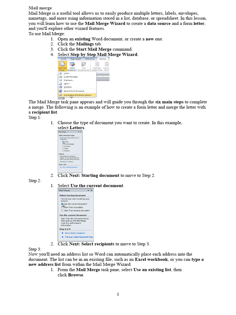 Mail Merge | PDF | Microsoft Excel | Mail