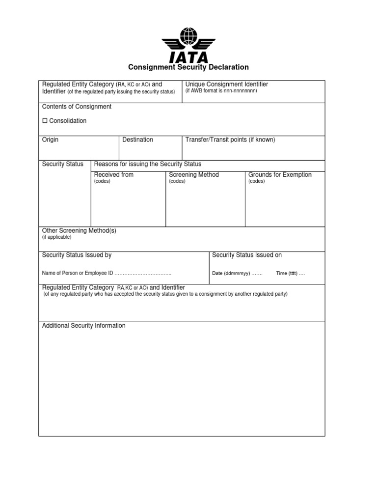 E Consignment Security Declaration. | PDF