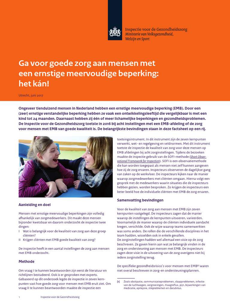 Ga Voor Goede Zorg Aan Mensen Met Een Ernstige Meervoudige Beperking: Het Kán! | PDF
