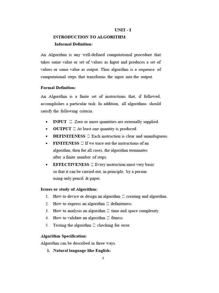 Unit I | PDF | Algorithms | Time Complexity