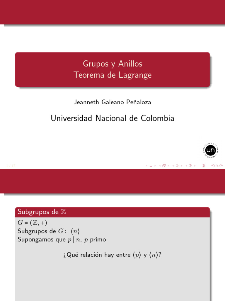 Teorema de Lagrange | PDF | Álgebra abstracta | Teoría de grupo