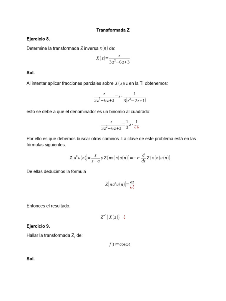 Transformada Z Tarea | PDF | Matemáticas | Análisis matemático