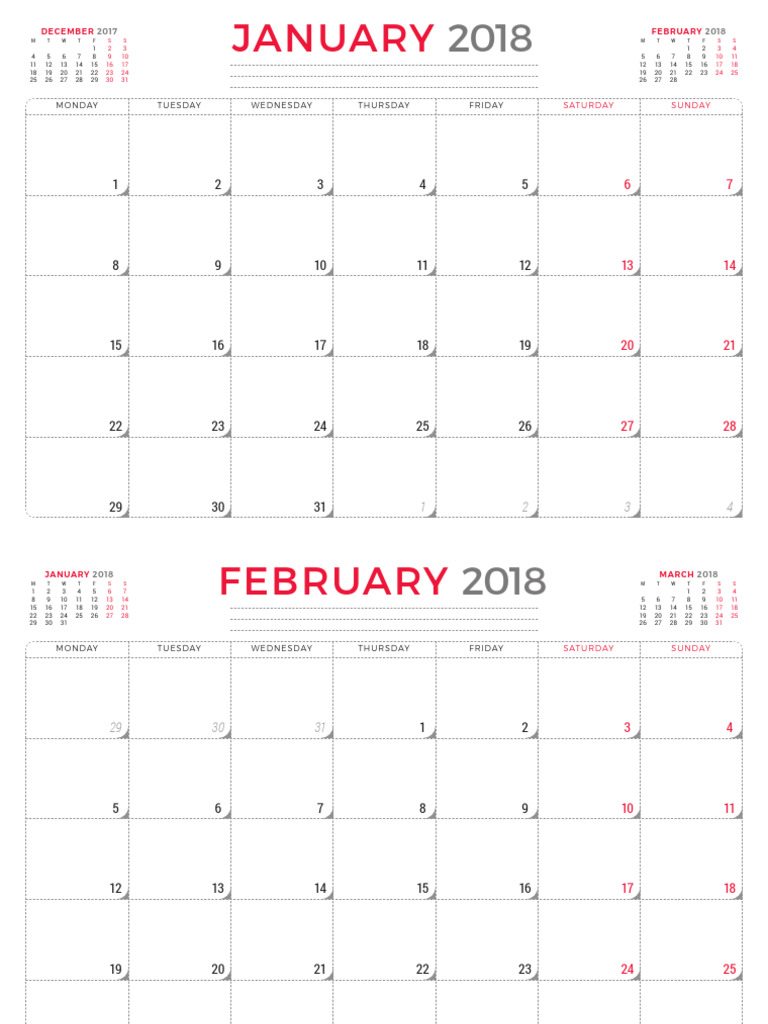 2018 Monthly Calendar Overview | PDF