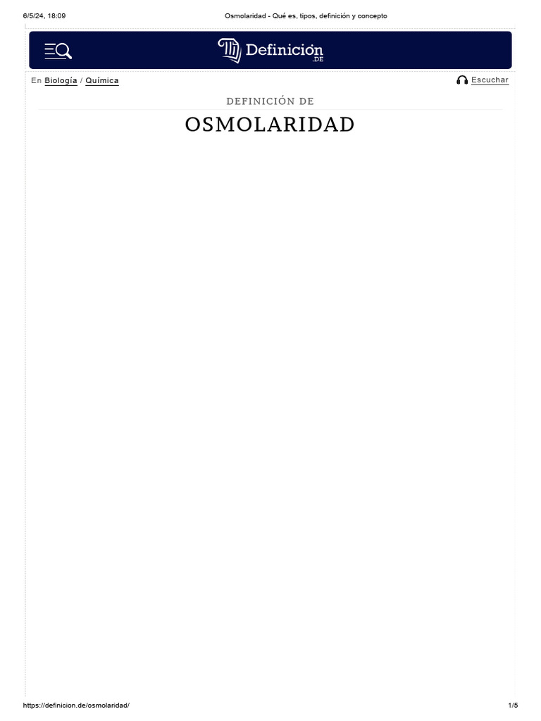 Osmolaridad - Qué Es, Tipos, Definición y Concepto | PDF ...