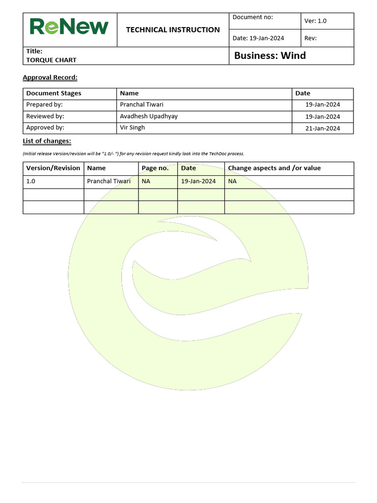 SGRE Torque Chart | PDF | Manufactured Goods