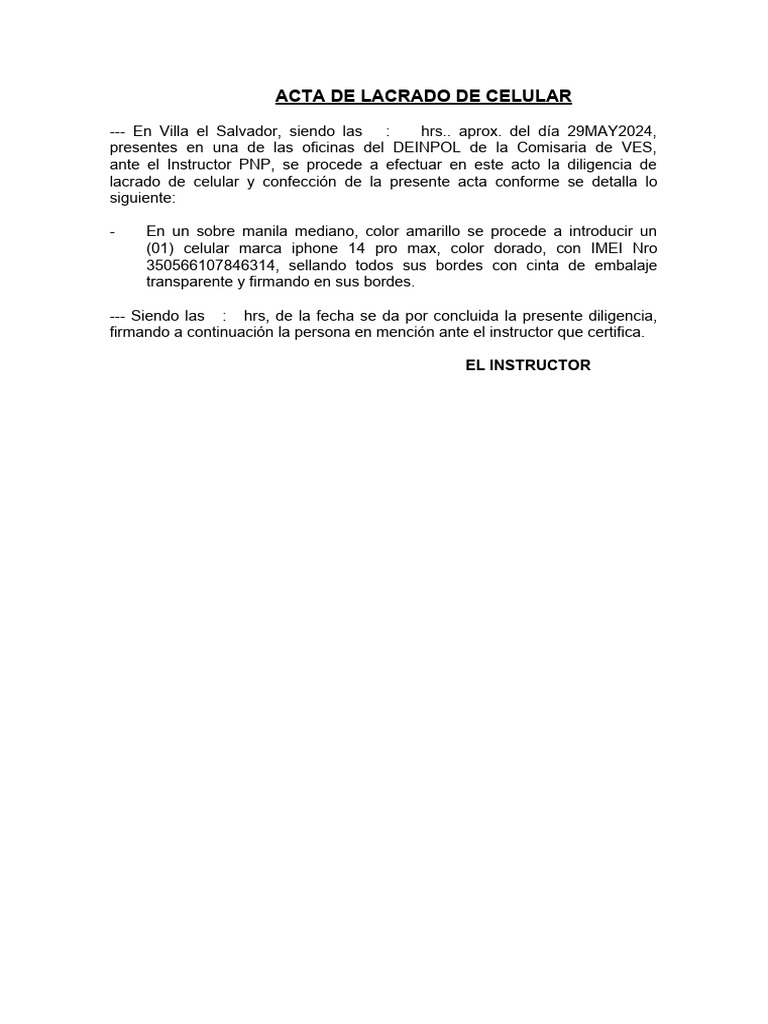 Acta de Lacrado de Celular Junior | PDF | Canabis