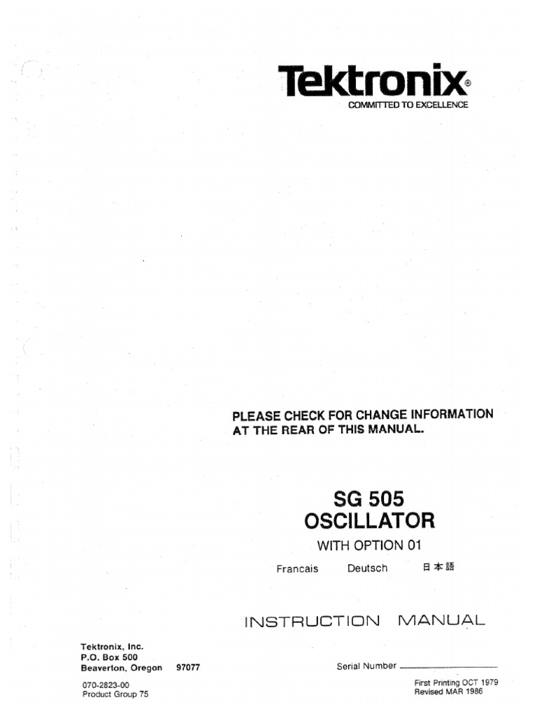 Audio Precision Oscillator Tektronix Sg505 Service Manual | PDF