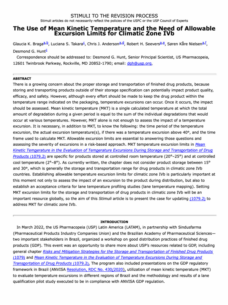 MKT Excursion Limits for Climatic Zone IVb | PDF | Supply Chain | Risk