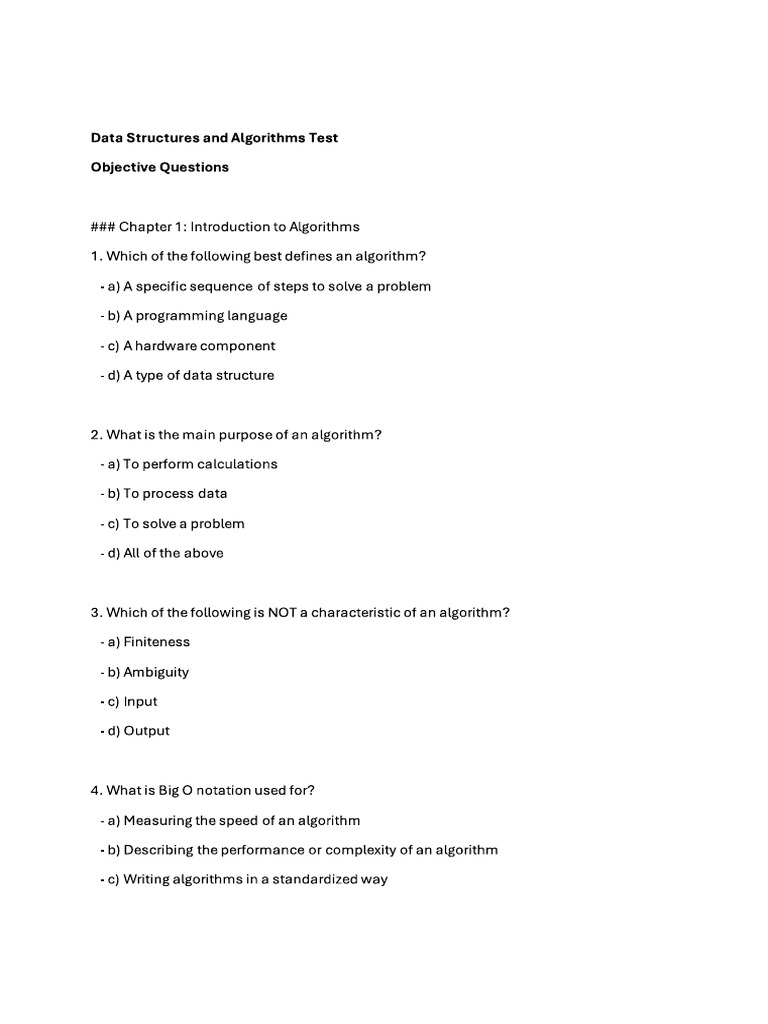 Data Structures and Alg Test | PDF