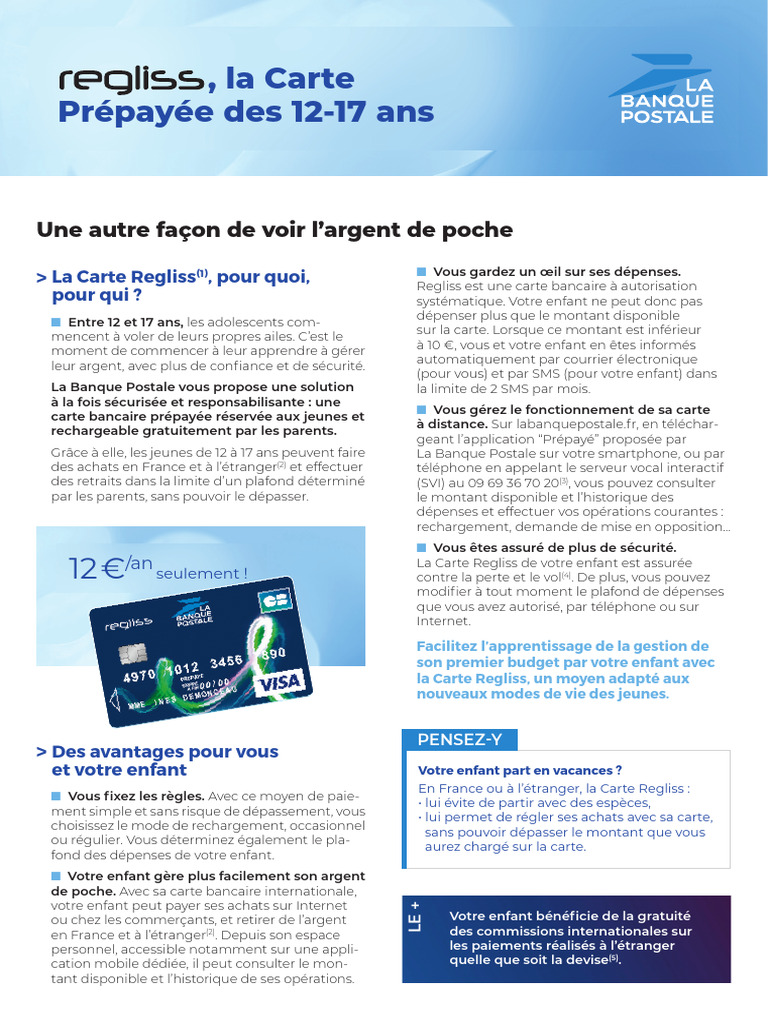 Carte Regliss : Gestion sécurisée pour ados | PDF | Banques | Visa Inc.
