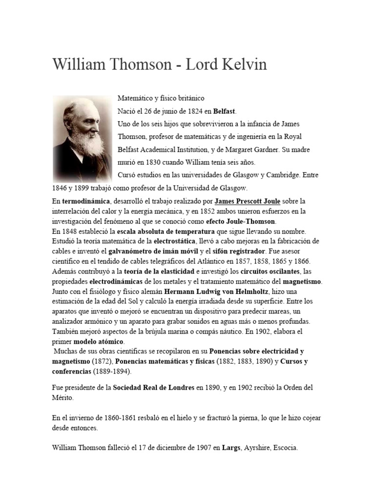 William Thomson | PDF | Física Aplicada e Interdisciplinaria | Física