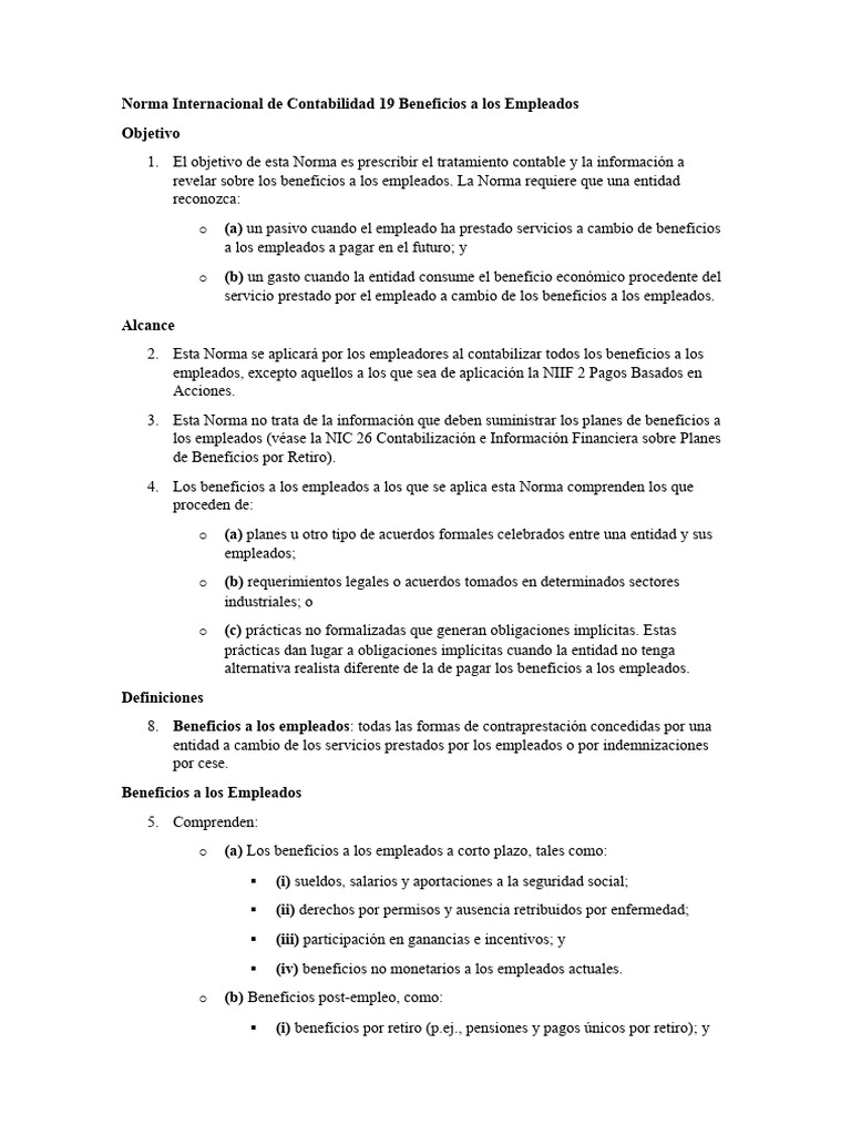 Nic 19 - Expo Derecho | PDF | Contabilidad | normas internacionales de ...