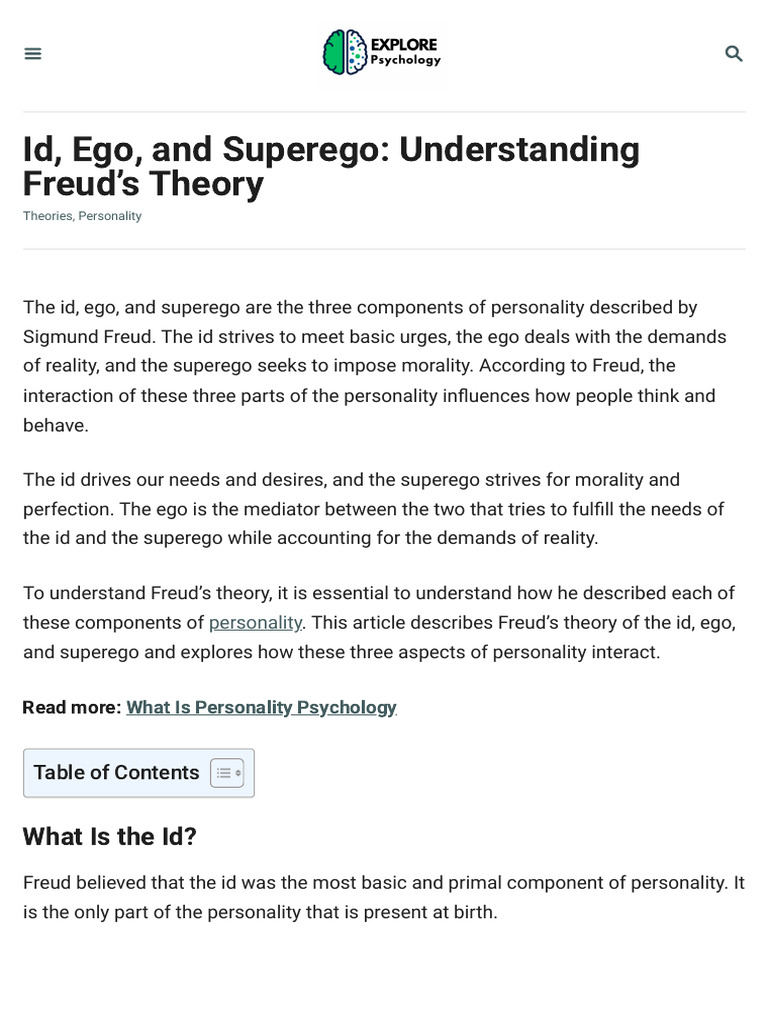Id, Ego, and Superego - Understanding Freud's Theory | PDF | Id ...