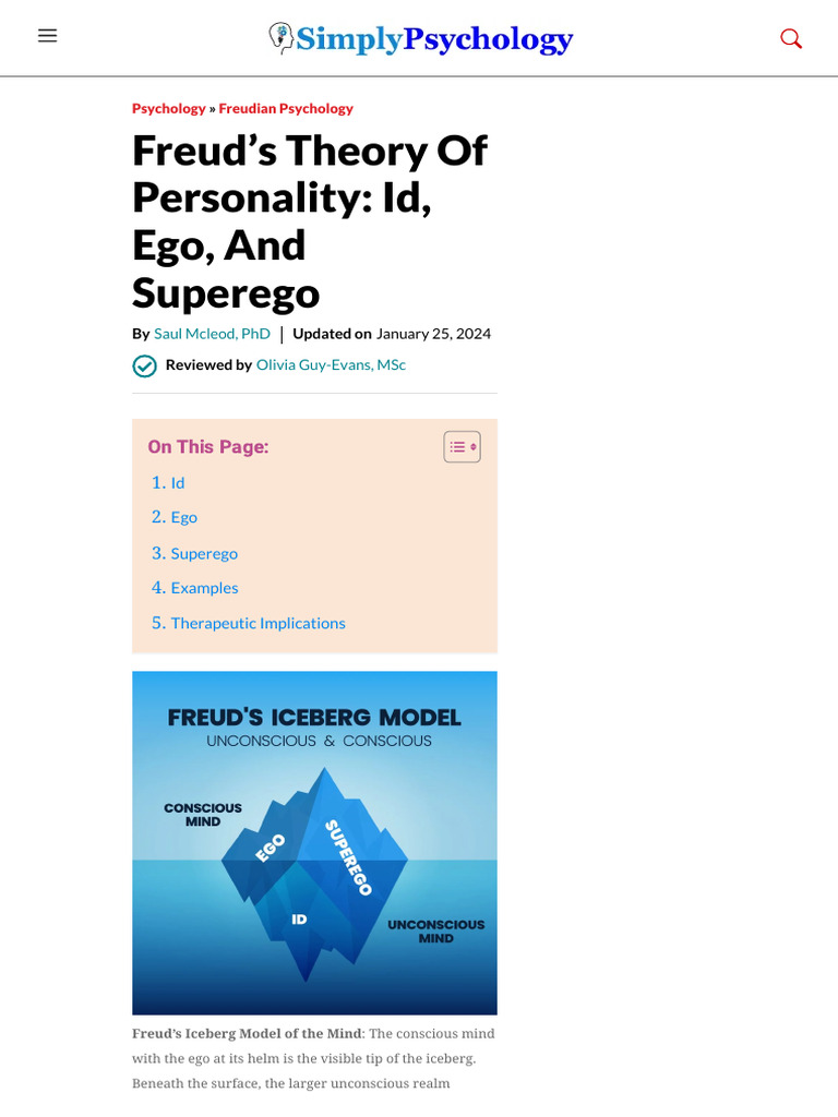 Freud's Theory of Personality - Id, Ego, and Superego | PDF | Id ...