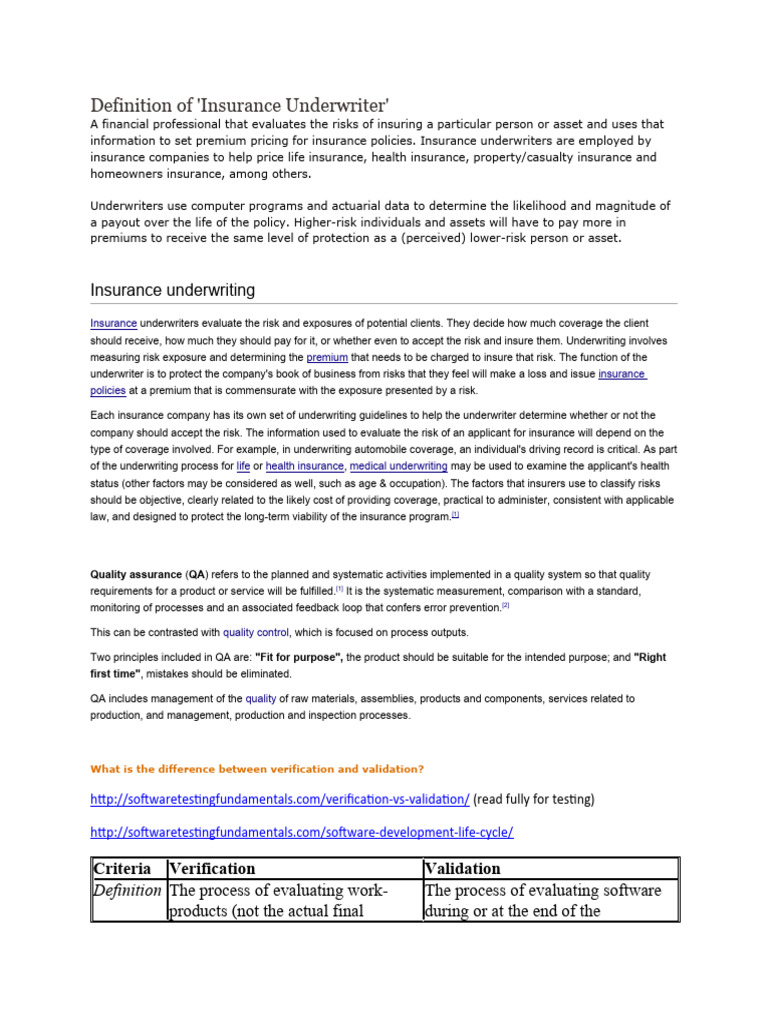 Insurance Underwriter | PDF | Underwriting | Insurance